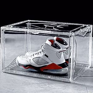 Floating Clear Shoe Box Stackable Plastic Sneaker Box Container, Magnetic Side Open Acrylic Organizer and Storage Case Wall Mounted , Full Transparent Versatile Display Case for Hats, Models, etc.