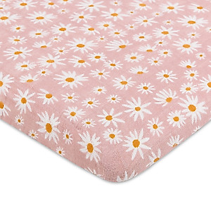 Babyletto 100% Organic Cotton All-Stages Bassinet Sheet, GOTS-Certified, Fitted 360°, Ultra-Soft and Breathable Muslin - Daisy