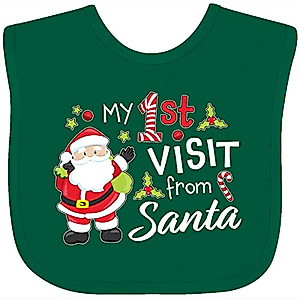 inktastic My First Visit From Santa Baby Bib Green 2dd9a