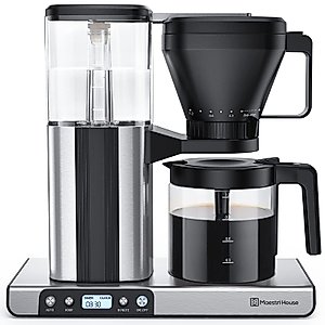 Maestri House Coffee Maker, 8-Cup Drip Coffee Machine with Stainless Steel, One-Touch Brewing and Adjustable Strength, Automatic Start, Glass Carafe and Keep Warm Plate, 1.2L Large Capacity Water Tank