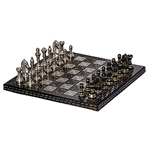 Premium Brass Luxury Large Chess Set for Adults and Kids Collectible Brass Chess Board Game Chess Set Decorative Chess Piece (14X14X5 Inches)