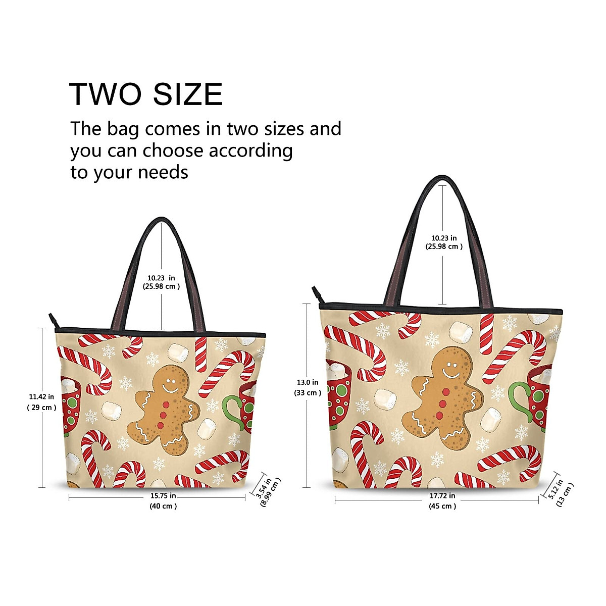 KFBE Christmas Gingerbread Women Tote Bags Snowflake Top Handle Satchel Handbags Purse Shoulder Bag for Shopping L 2080395