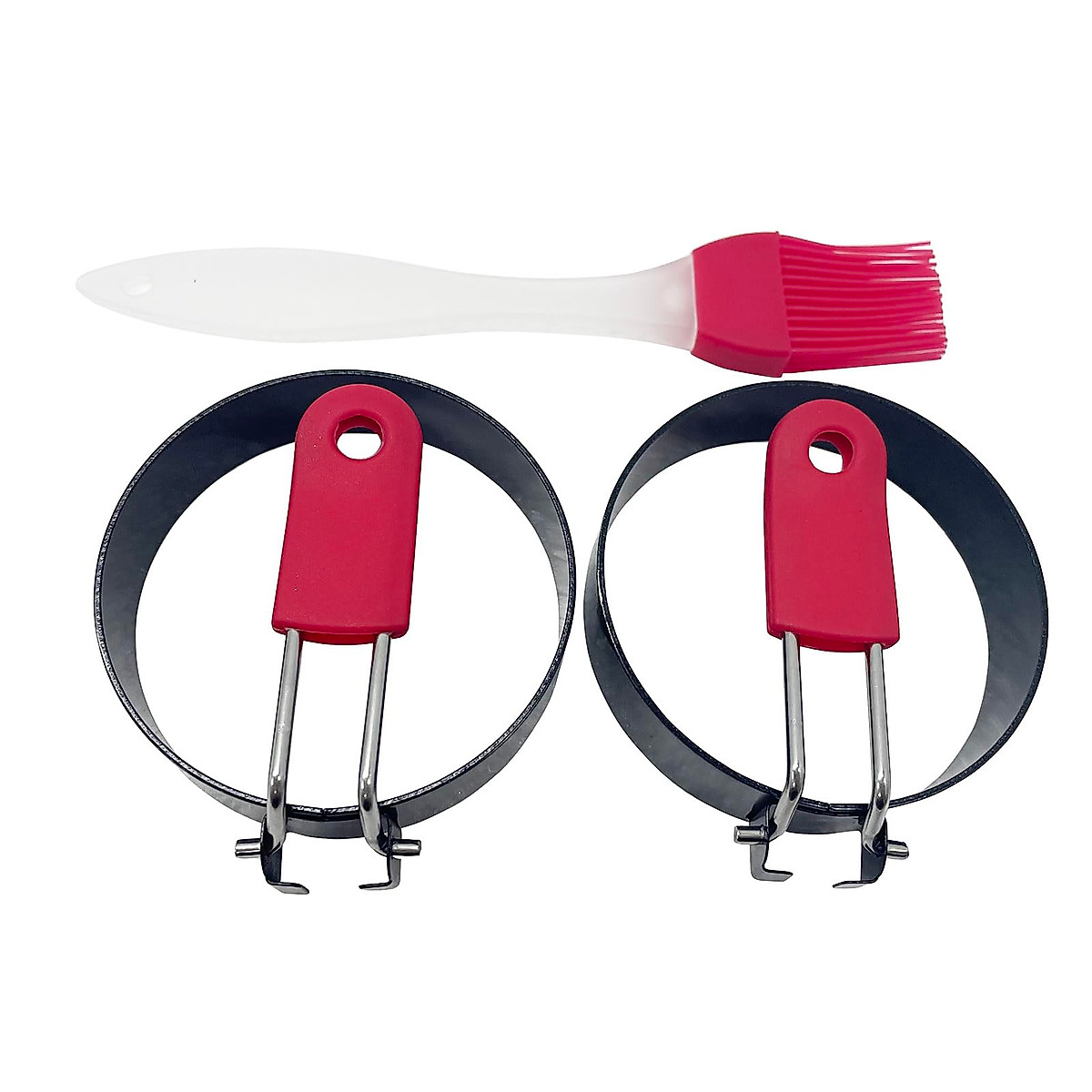 BEILOCKERY 2PCS Egg Rings, 3” Stainless Steel Round Mold for English Muffins, Nonstick Pancake Mold with Oil Brush for Frying Eggs and Omelet