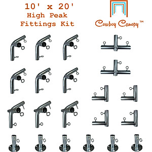 10' x 20' High Peak Canopy Fittings, DIY RV & Boat Carport, 1" EMT Metal Frame Parts
