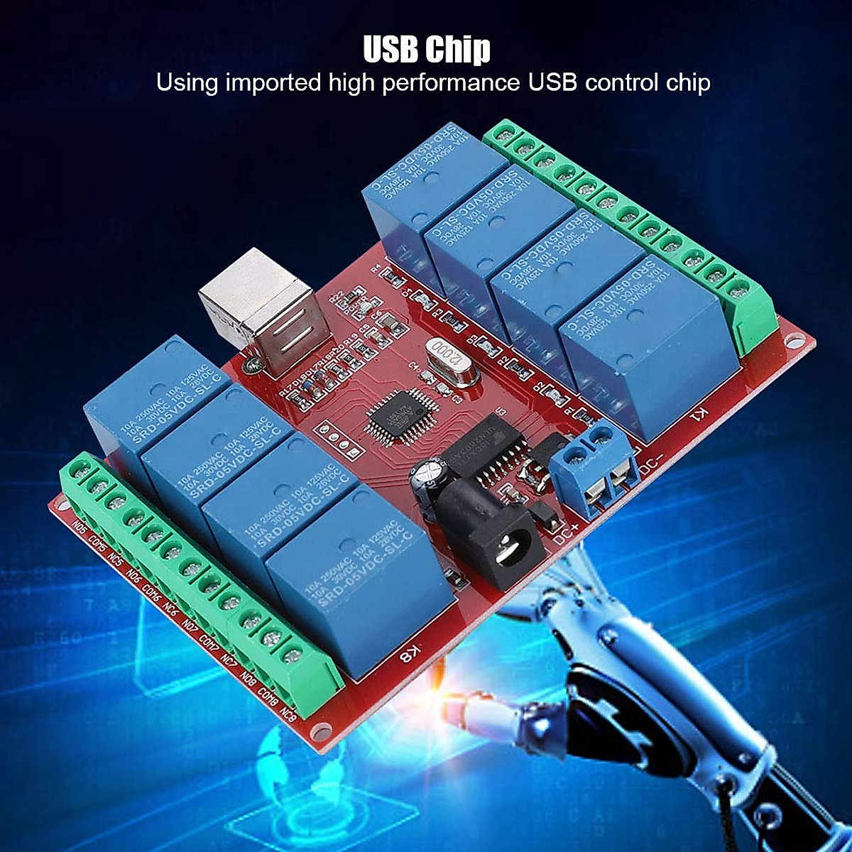 Zer one Control Switch Relay Module, 8-Channel 5V Computer USB Intelligent Control Switch Relay Module Driver