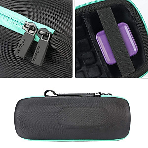 co2CREA Hard Travel Case Replacement for Replacement for JBL Charge 4 /Replacement for JBL Charge 5 Waterproof Bluetooth Speaker (Black Case + Teal Zipper)