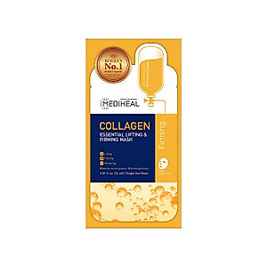 Mediheal Official [Korea's No 1 Sheet Mask] - 10 Pack Collagen Essential Lifting & Firming Mask/Collagen & Peptides & Beta Glucan Contained Anti-Wrinkle and Soothing Facial Mask Sheet