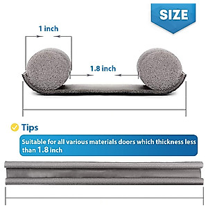 Under Door Draft Stopper 37 Inch Cuttable and Washable,Twin Door Draft Stopper,Energy Saving Door Weather Stripping Reduce Noise Window Breeze Blocker Adjustable Door Sweeps, Gray