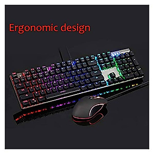 RGB Gaming Keyboard and Backlit Mouse Combo USB Wired Backlit Keyboard LED Gaming Keyboard Mouse Set for Laptop PC Computer Game and Work