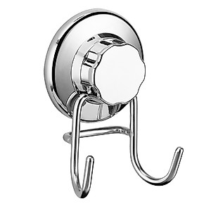 SANNO Suction Cup Hooks, Shower Squeegee Holder Towel Robe Loofah Hooks Hanging Shower Hooks for Bathroom Shower Wall, Bathroom Shower Accessories, Chorme (3 Pack)