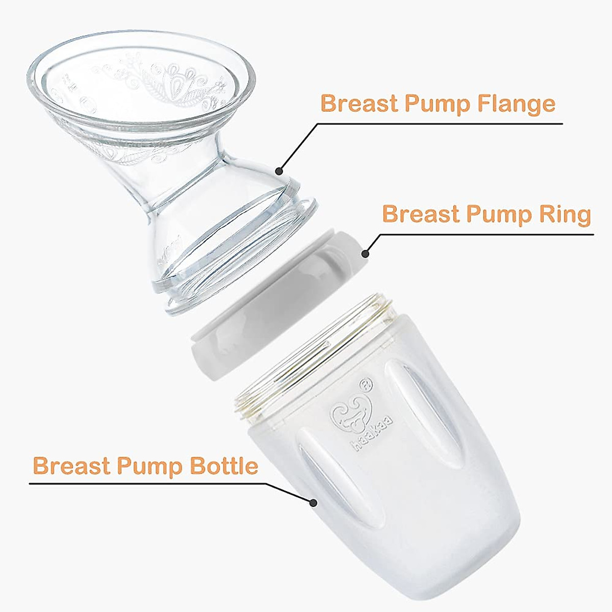 haakaa Gen.3 Manual Breast Pump 8oz/250ml (Grey) with Lid - Silicone Breast Pump for Breastfeeding Mom Collector Liquid Gold, 3rd Generation haakaa Pump with Large Capacity & Strong Suction
