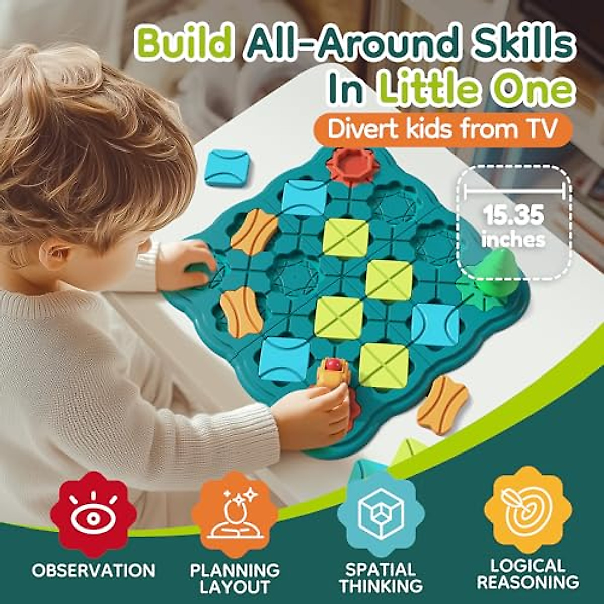 Kids Toys STEM Board Games - Logic Road Builder Brain Teasers Puzzles for 4 5 6 7 Year Old Boys Girls, Educational Montessori Birthday Gifts for Ages 4-8 Preschool Classroom Learning (38 PCS)