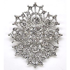 Belagio Enterprises 2-1/2-inch x 3-inch Rhinestone Brooch 1 Piece, Silver/Crystal