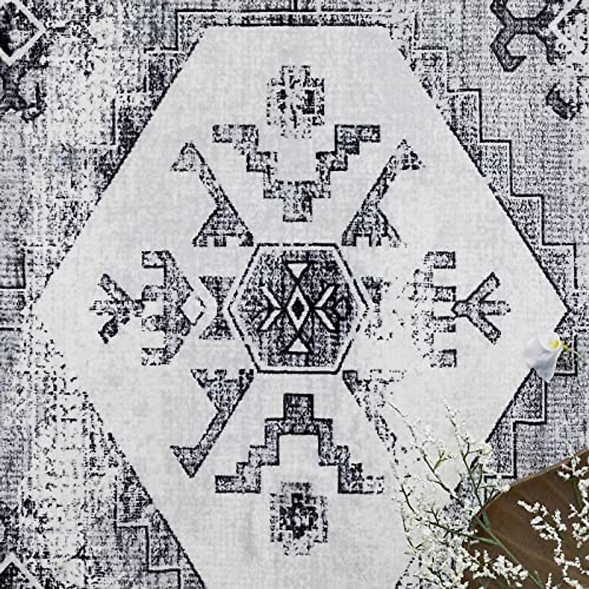 DECOMALL Emily 5x7 Rug, Traditional Persian Rug with Rubber Backing, Washable Area Rug for Living Room Bedroom Dining Room, Grey 5’x7’