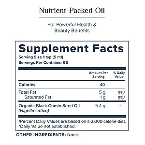 HERITAGE STORE Black Seed Oil, Organic, Cold Pressed, Nigella Sativa Supplement with Thymoquinone, Omega 3 6 9, Antioxidant, Immune and Joint Support, Vegan, 16oz