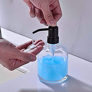 EKRTE Clear Glass Soap Dispenser, Hand Soap Dispenser with 304 Stainless Steel Soap Dispenser Pump, Matte Black Liquid Lotion Soap Dispenser Soap Dispenser for Kitchen Sink and Bathroom