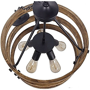 JewOss Chandeliers,Creative Personality Pendent Lamp, Wooden Chandelier, Industrial Retro 5 Light Creative Chandelier, Ceiling Light E27 Light