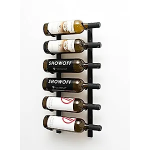 VintageView W Series Wine Rack 2 | Modern Wall Mounted Wine Storage (6 Bottles, Matte Black)
