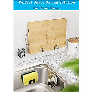 Envibe Sponge Holder, 2 Pack Sponge Holder for Kitchen Sink, Easy to Install, Strong and Sturdy, Good Ventilation Performance to Keep the Sponge Dry. (Silver)