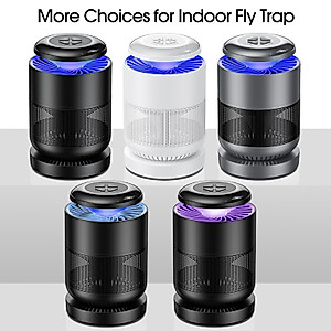 Fly Trap Indoor, Bug Light Trap Indoor, Remote Control Fruit Fly Trap, Gnat Trap, Mosquito Trap, Catch Insect Indoor with Light Suction Sticky Glue, Adjustable Brightness and Fans (Black&Dark Blue)