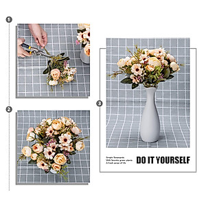 SimFre Artificial Flowers, Fake Flowers Artificial Pearl Bud Bouquet for Home Garden Party Wedding Decor and Table Centerpieces 3Pcs (Orange)