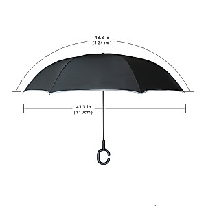 Cute Santa Claus Stand Up Paddle Board With Pug Dog Double Layer Windproof UV Protection Reverse Umbrella With C-Shaped Handle Upside-Down Inverted Umbrella For Car Rain Outdoor