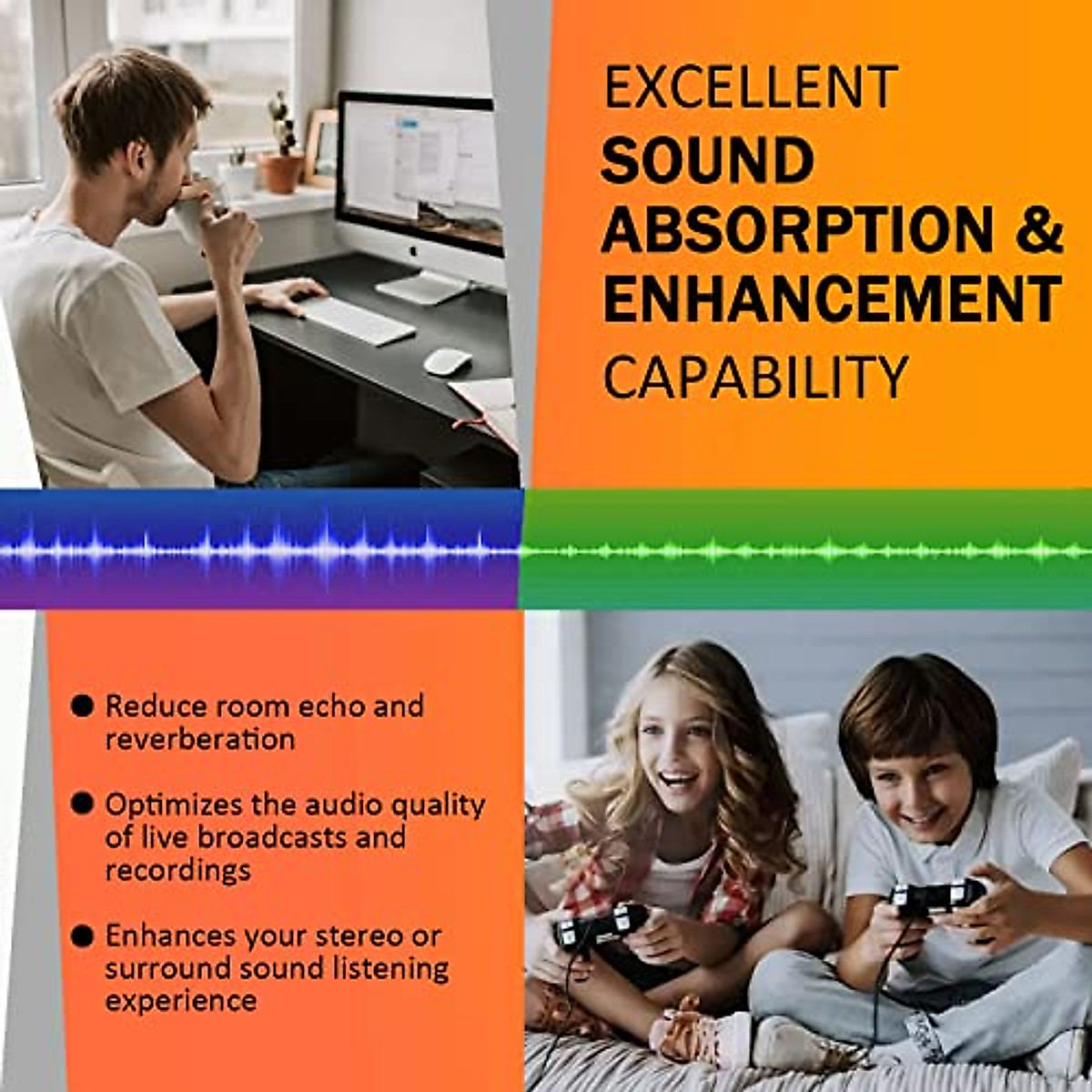 BUBOS 12 Pack Hexagon Acoustic Panels Soundproof Wall Panels,14 X 13 X 0.4Inches Sound Absorbing Panels Acoustical Wall Panels, Acoustic Treatment for Recording Studio, Office, Home,Grey