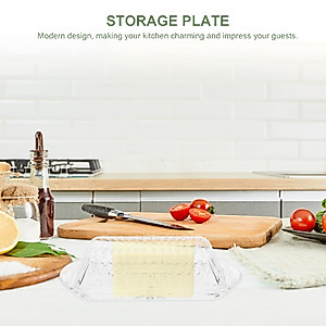 STOBAZA Cream Cheese Crystal Glass Butter Dish with Lid 1 Set Classic Butter Keeper for Countertop European Covered Butter Tray with Lid Dessert Dish Cookie Dish Fruits Dish for Home Food Containers