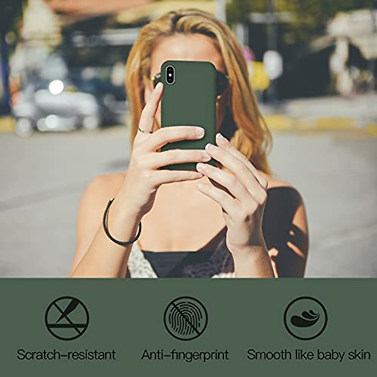 ZVastt iPhone X Case, iPhone Xs Case Liquid Silicone Gel Rubber Slim Phone Case Soft Anti-Scratch Durable Microfiber Lining Full Body Shockproof Protective Cover for iPhone Xs/X 5.8", Forest Green