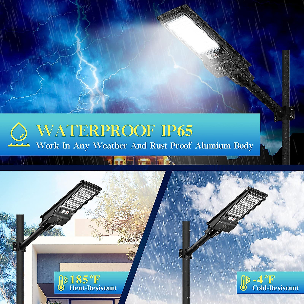 Lovus 500W Solar LED Street Light, 6000k Outdoor Solar Flood Security Lighting Dusk to Dawn with Motion Sensor, IP65 Waterproof, Wall or Pole Mount for Parking Lot, Home, ST80-078