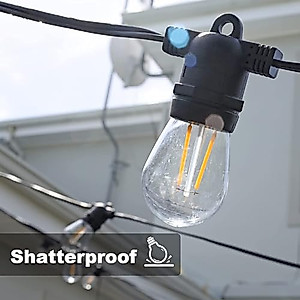 Banord Outdoor String Lights, 48FT Patio Lights Waterproof Outdoor Lights with 2W Dimmable LED Bulbs, Black Hanging Lights for Outdoor Backyard, Garden, Deck, Porch, Gazebo, Balcony, Camping, Party