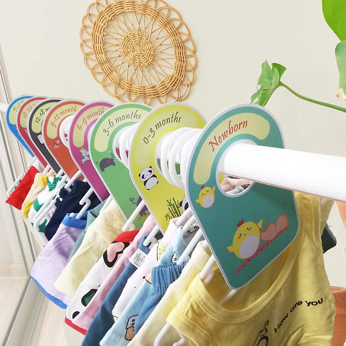 Baby Closet Dividers with Extra Blank Stickers - Cute Baby Closet Size Dividers for Baby Size Closet Clothes Age Nursery Baby Clothes Organizer/Hangers Dividers