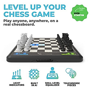 Bryght Labs - ChessUp - Electronic Chess Board - Built-in Chess Engine and Instructor - with Chess Set TouchSense Pieces - Features Wireless Play and Companion App