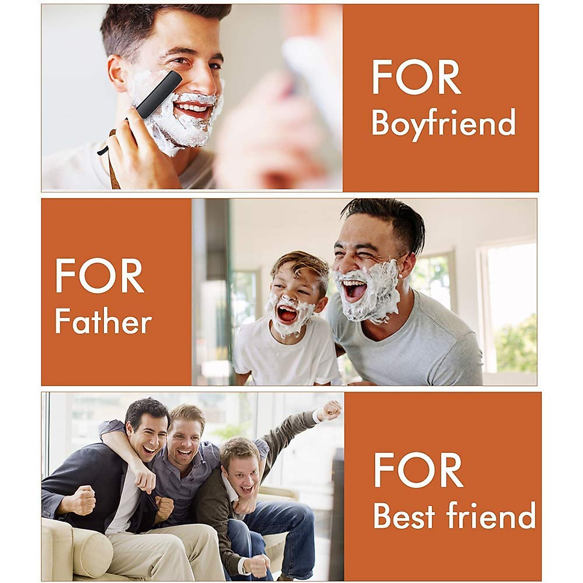 SID Professional Straight Edge Razor Close Shaving Men's Manual Shaver Safety Professional Barber Straight Edge Razor with 100-Pack Blades - 100 Percent Stainless Steel (red) (YKL)