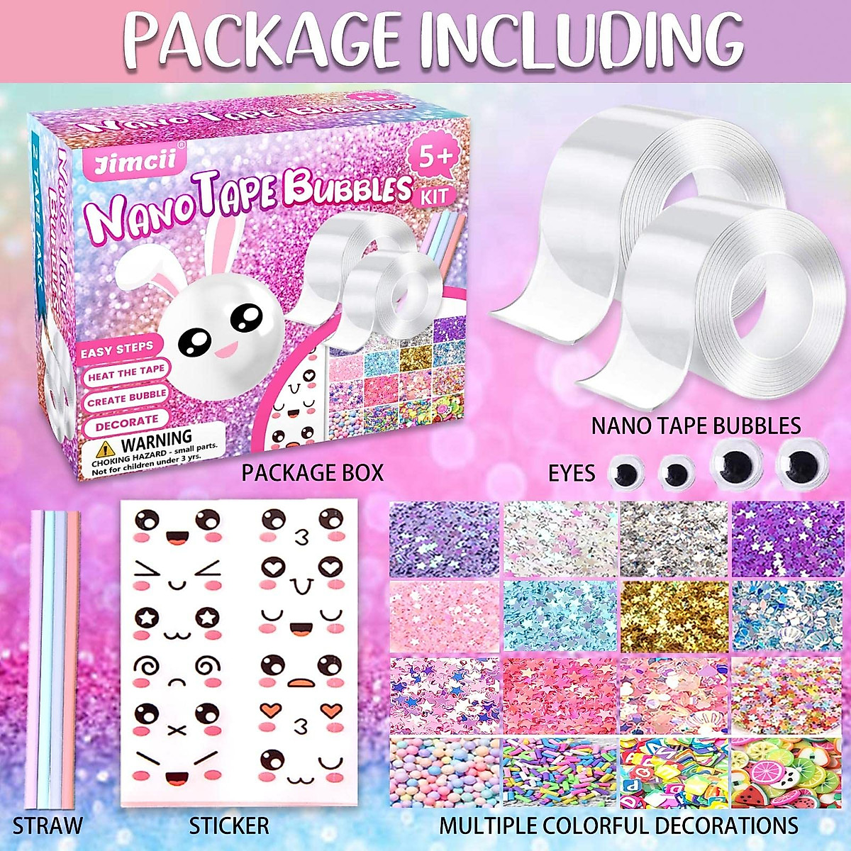 Nano Tape Bubble Kit for Kids, Squishy Maker Making Kit, Nano Tape Bubbles with Box