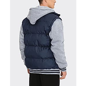 BEST SOUTH Men's Hooded Winter Coats Water Resistant Warm Thicken Insulated Full Zip Windproof Jackets with Pockets Blue Grey 4XL