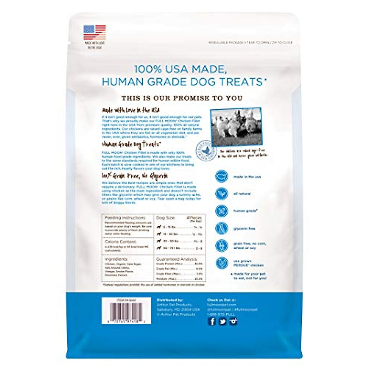 Full Moon Chicken Fillet Healthy All Natural Dog Treats Human Grade Made in USA 48 oz