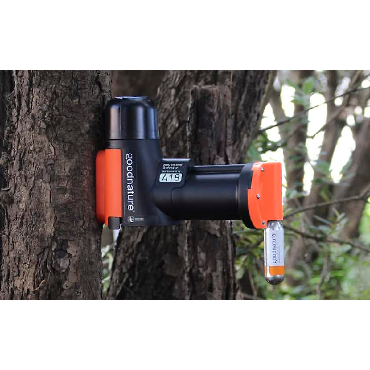 A18 Grey Squirrels Trapping Kit with Tree Mount, DIY basket and CO2 Canister, Pet-Friendly Grey Squirrel Trap with Digital Strike Counter