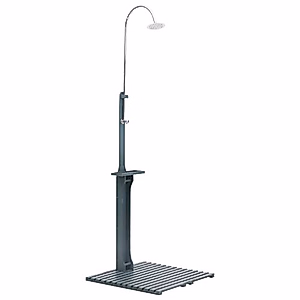 Festnight Garden Shower Water Pressure Adjustable Wooden Outdoor Shower Stand with Shower Head for Backyard, Swimming Poolside,Camping Anthracite 29.5 x 29. x 87 Inches (W x D x H)