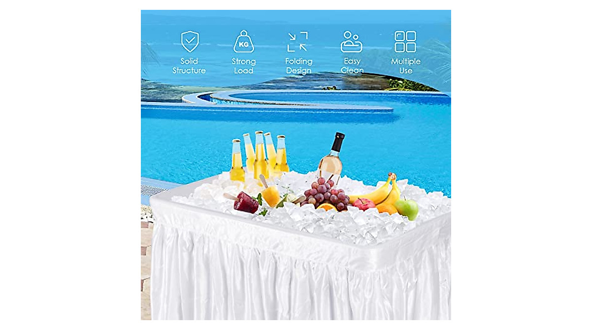 KOTEK Folding Ice Cooler Table – Portable Buffet & Beverage Cooler