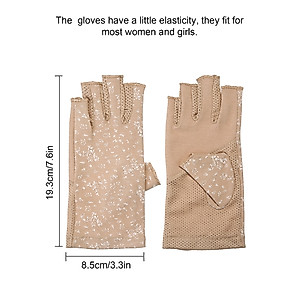 Maxdot 1 Pair Women Sunblock Fingerless Gloves Summer Driving Gloves Girls Non Slip UV Protection Gloves for Outdoor (Khaki)
