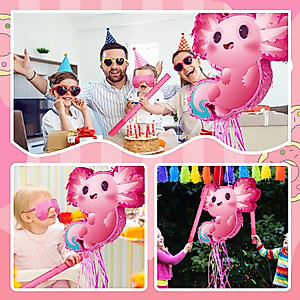 Seematn Axolotl Pinata Birthday Party Supplies Animals Pinata with a Blindfold, Bat and Confetti for Axolotl Party Favor Kid Girl Birthday Baby Shower Easter Party Supplies, 15.75 x 12.2 x 2.95 Inch