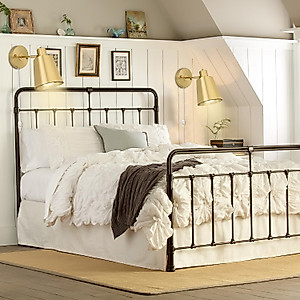 TISLYCO Plug in Wall Sconces Set of Two, Dimmable Wall Sconces with Plug in Cord Adjustable Angle Wall Lights with Dimmer Rotary Switch, Brass Wall Mounted Light Wall Lamp for Bedroom Bedside Desk