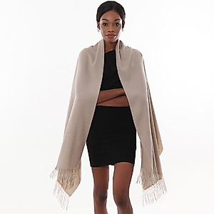 RUI VTRON Womens Winter Scarf Beige Pashmina Shawls and Wraps for Evening Dresses Warm Blanket Scarf for Wedding