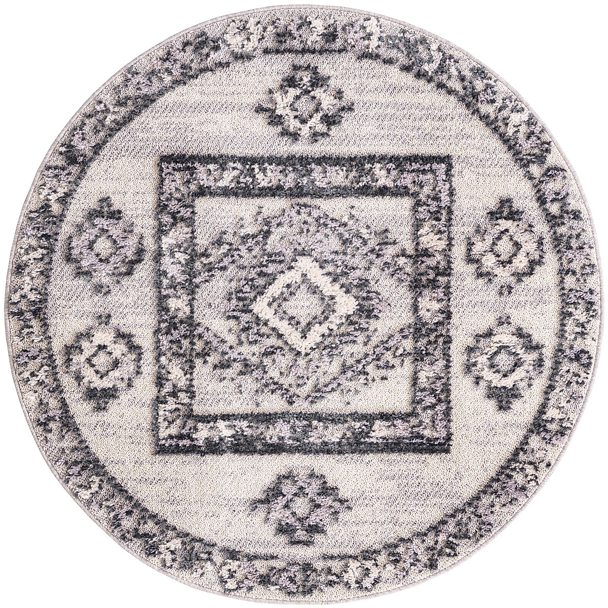 Rugs.com Cherokee Collection Rug – 4 Ft Round Sand High Rug Perfect for Kitchens, Dining Rooms