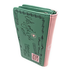 Shag Wear Vintage Postcard Floral Bicycle Large Wallet for Women and Teen Girls Vegan Faux Leather Teal 7"