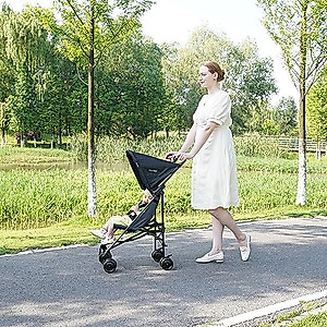 Pamo Babe Umbrella Stroller, Lightweight Travel Stroller for Toddlers 1-3 Summer Stroller, Compact Foldable Baby Strollers for Newborns and Up to 33 lbs(Black)