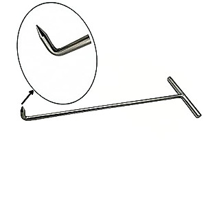 Yountiger 15" Heavy-Duty 304 Stainless Steel Meat Boning Hook T Hook Pull Hook Llift Hooks Stainless Steel Handle 1 Pack