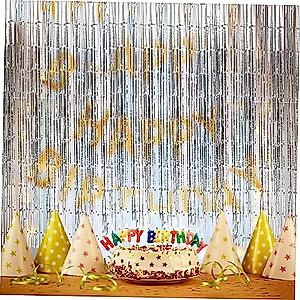 jojofuny 3pcs Rain Curtain Background Wall Gold Decorations Blue Streamers Silver Fringe Curtain Tassel Curtains Party Tassel Curtain Party Backdrops Backdrop for Birthday Party Thicken
