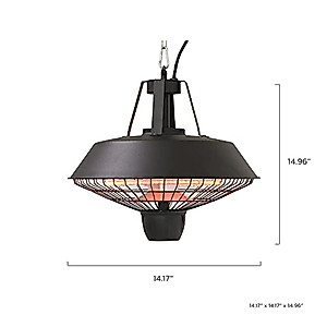 Westinghouse Infrared Electric Outdoor Heater, Hanging Patio Heater, Radiant Heat, Heats all year round, Retro Style, Waterproof and Dust Resistant Black